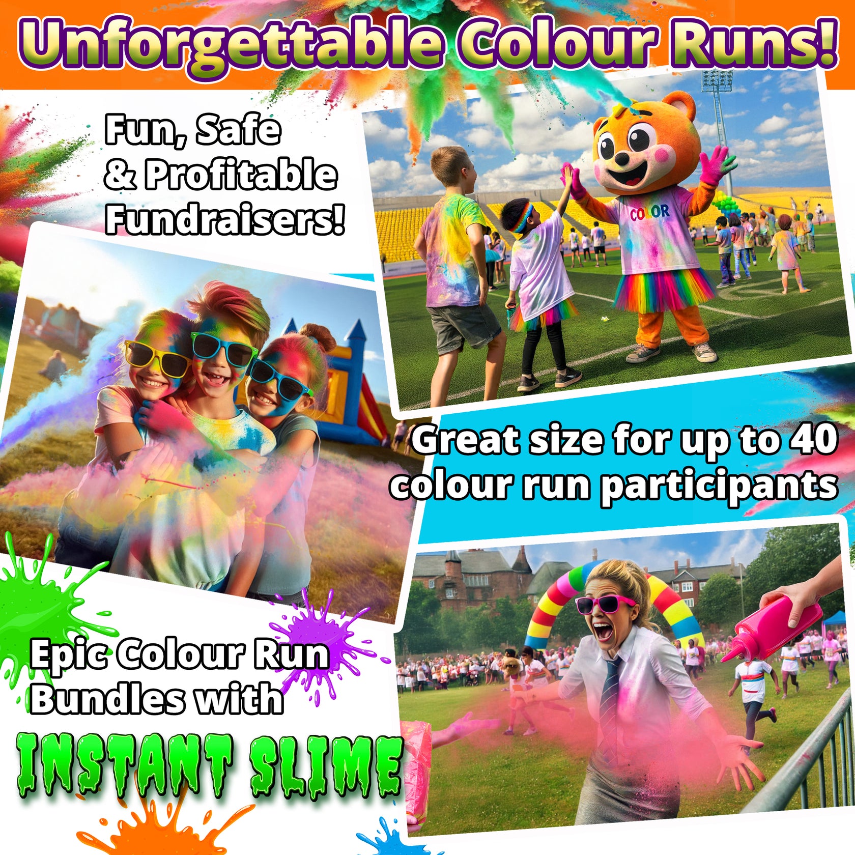 Holi Colour Powder, 6 Colour Pack! 18lbs for Colour Runs & Colour Wars ...
